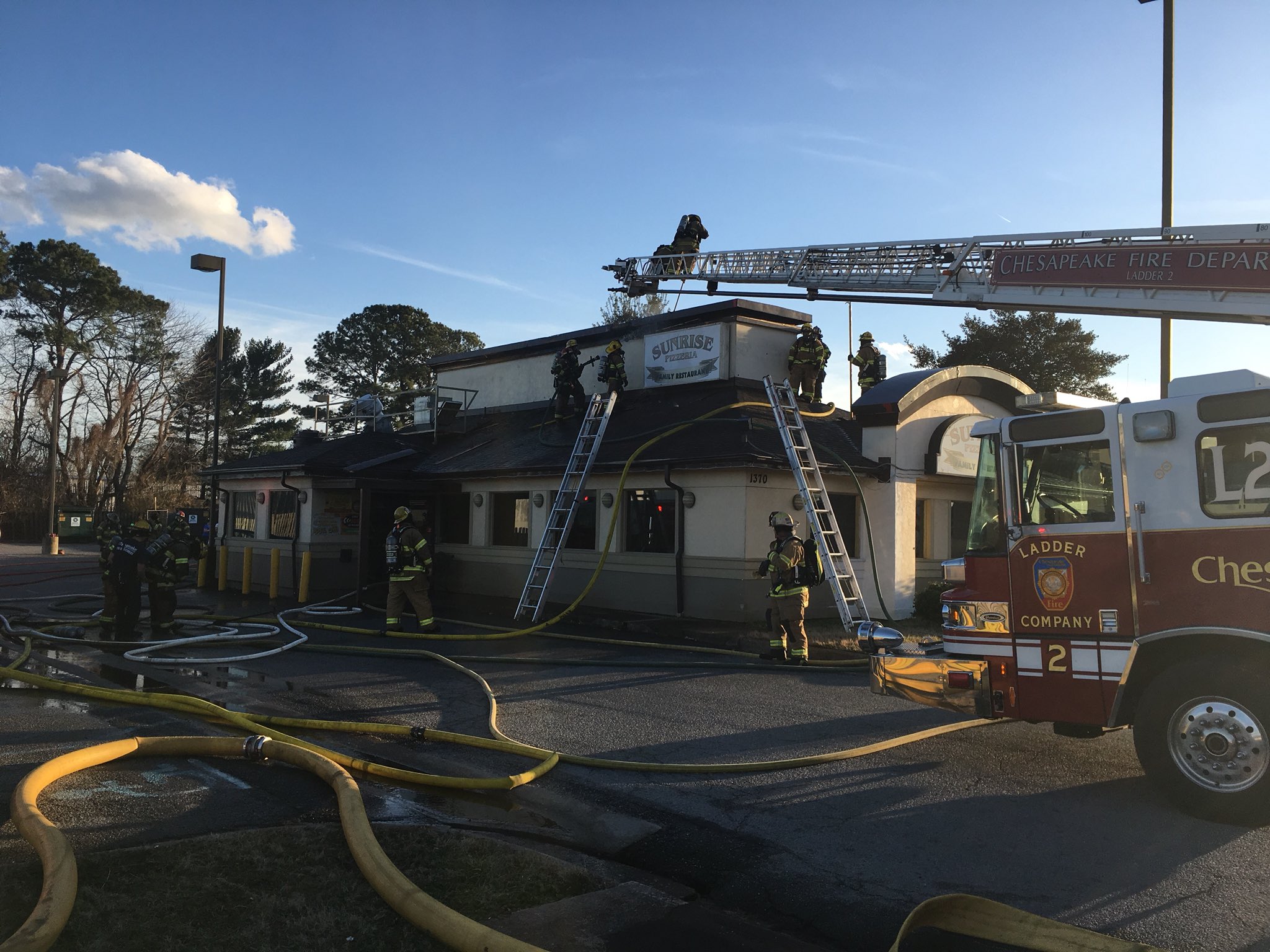 Chesapeake firefighters battle Sunrise Pizzeria fire | 13newsnow.com
